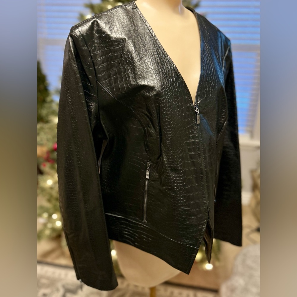*Nwot* Pamela Mccoy Black Snake Skin Leather Jacket. … - Gem